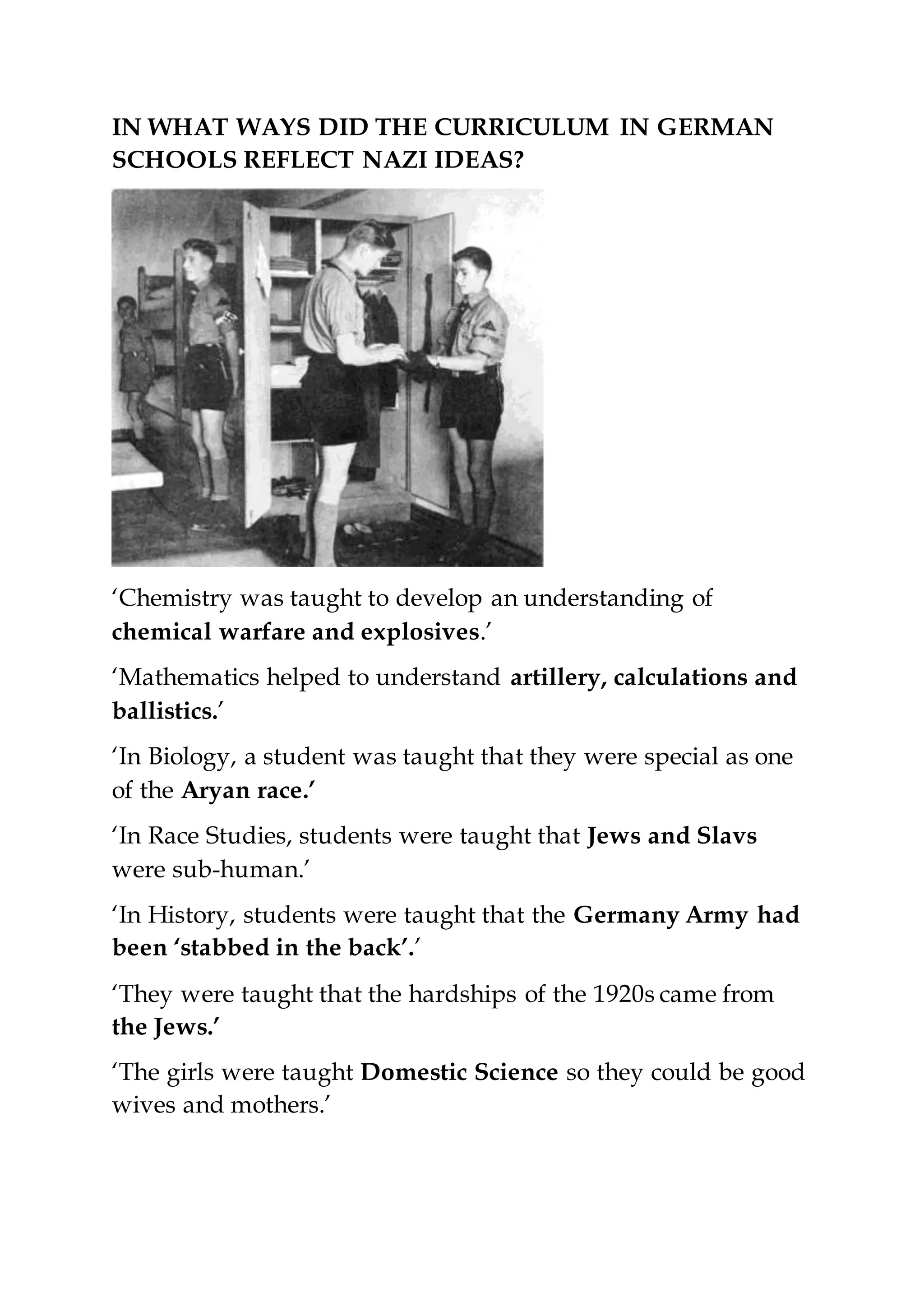 HISTORY IGCSE REVISION CARDS - 019. CURRICULUM IN NAZI SCHOOLS | DOCX