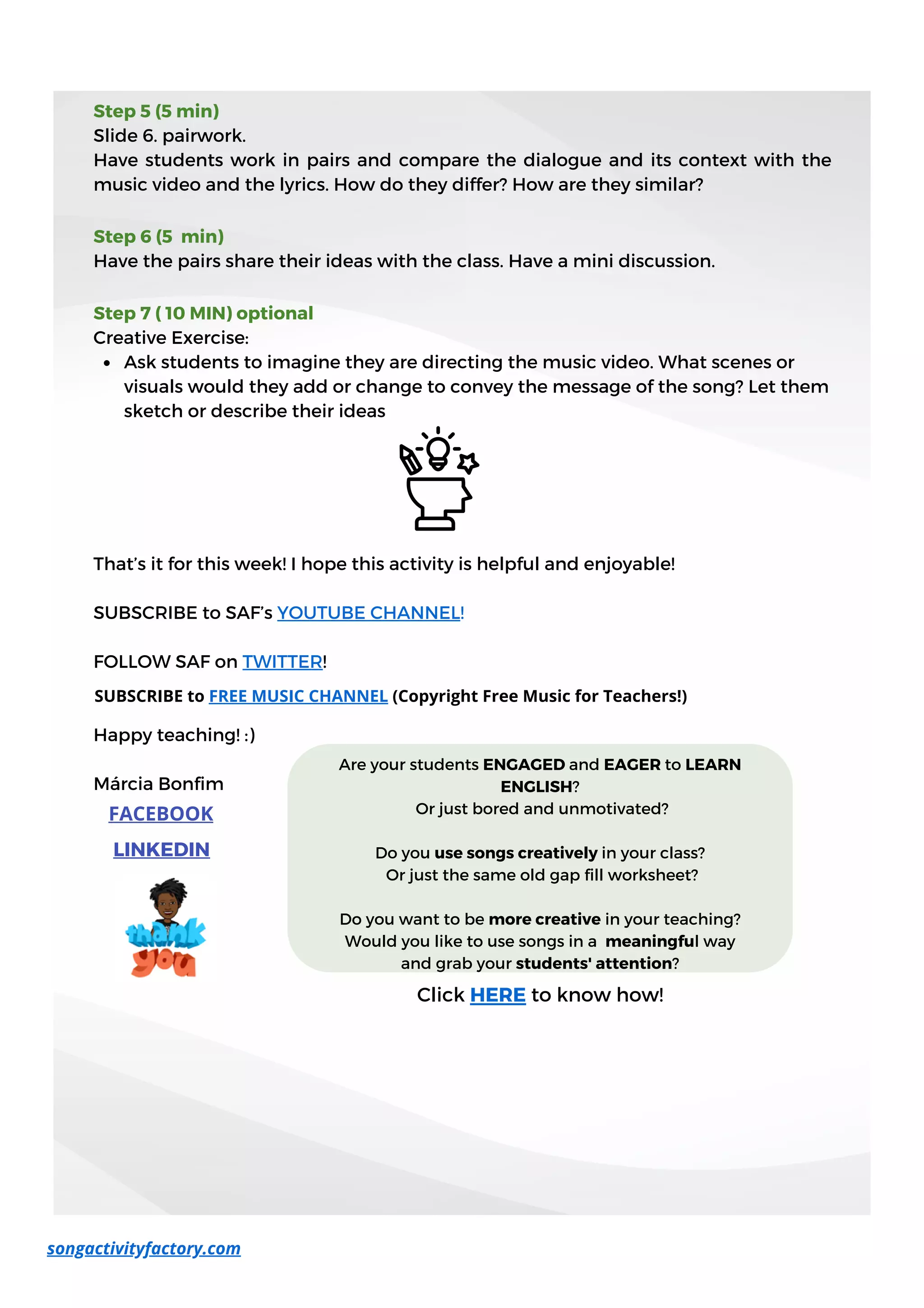 Chorus Dialogue: Using Song Lyrics in ESL Lessons | PDF