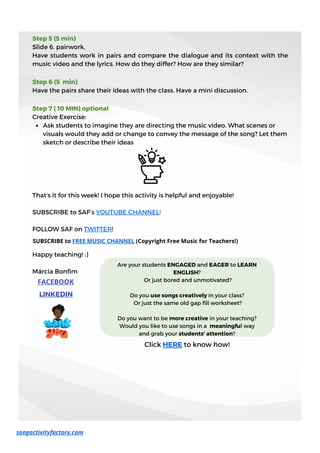 Chorus Dialogue: Using Song Lyrics in ESL Lessons | PDF