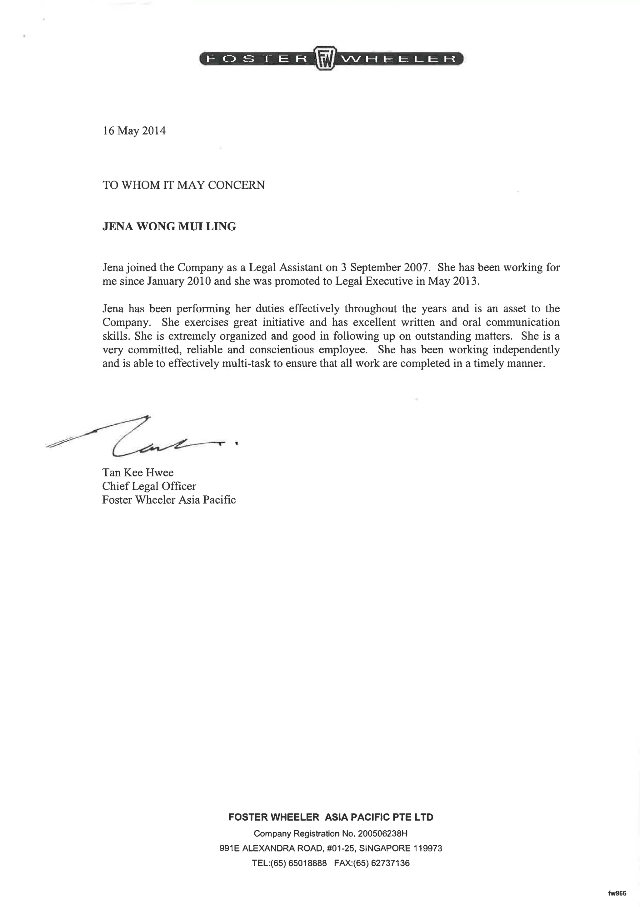 Foster Wheeler - Ref Ltr | PDF