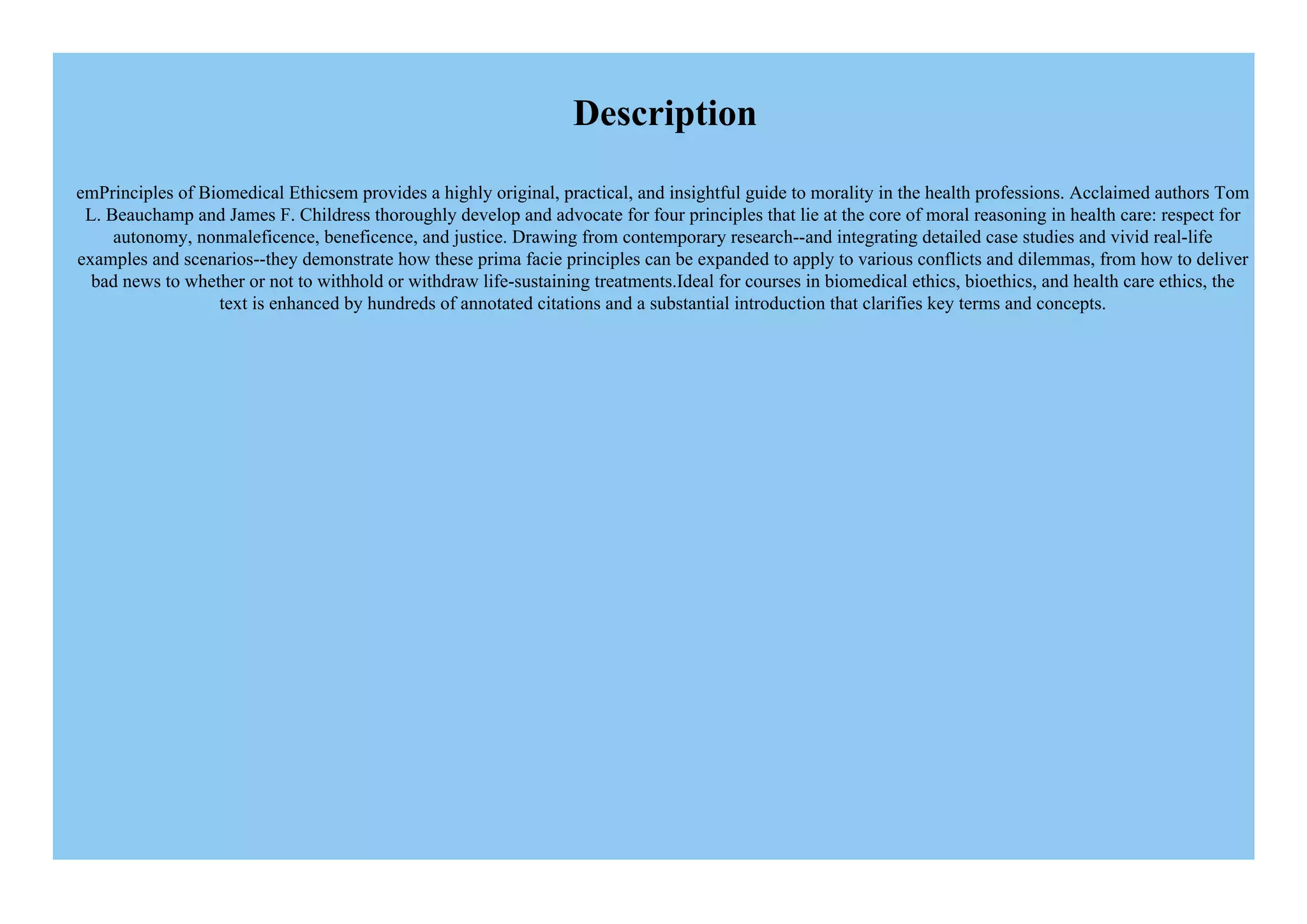 EPUB Principles of Biomedical Ethics | PDF