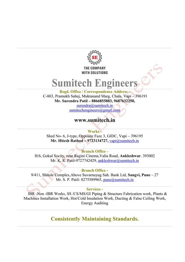 Sumitech Engineers Profile | PDF