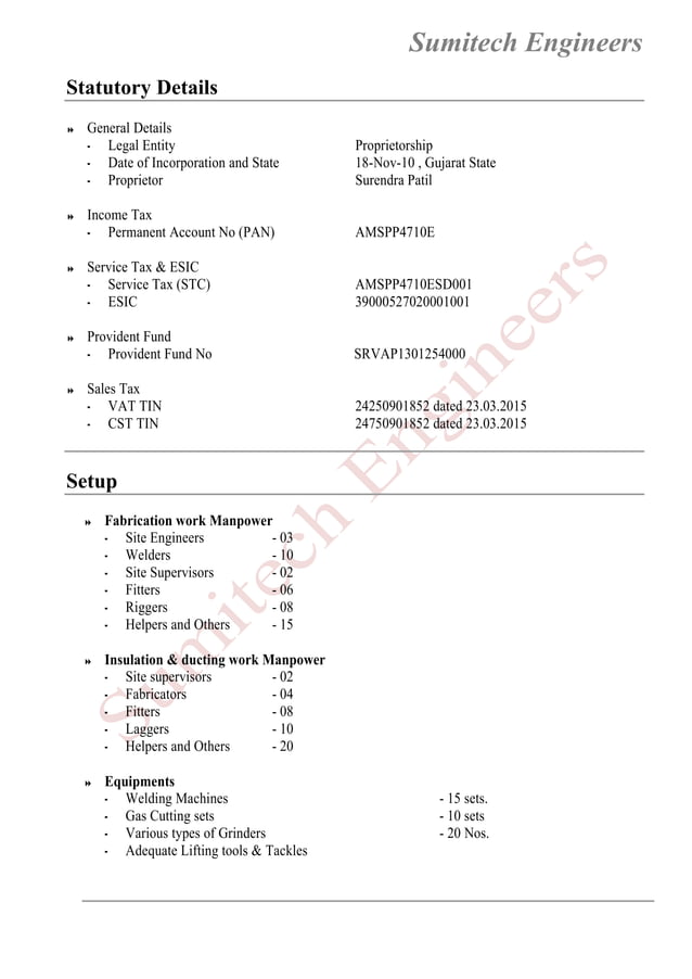 Sumitech Engineers Profile | PDF