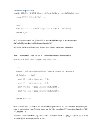 Re-checking the ReactOS project - a large report | PDF