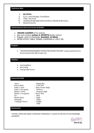 manish resume | PDF