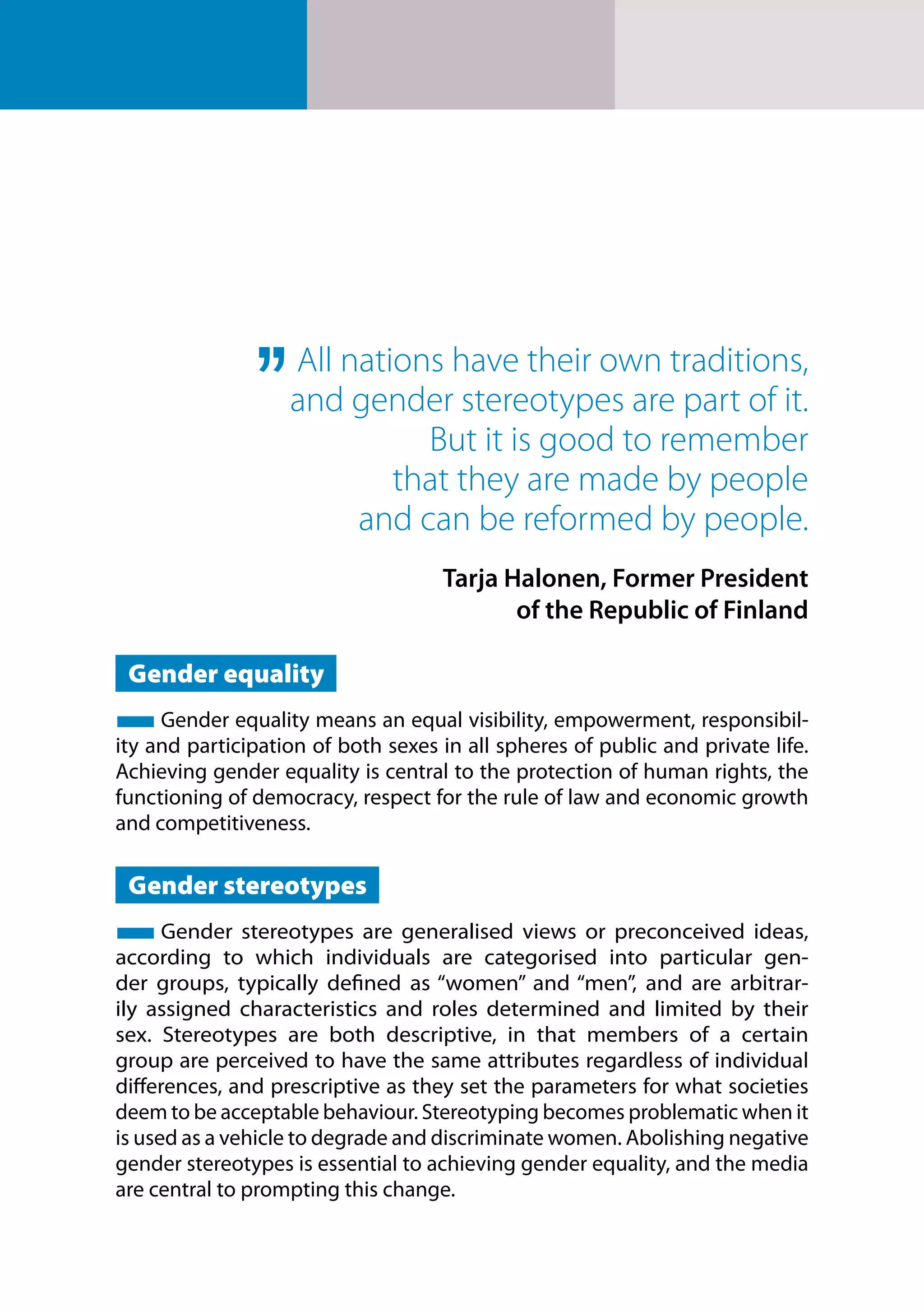 Combating gender stereotyping and sexism in the media | PDF