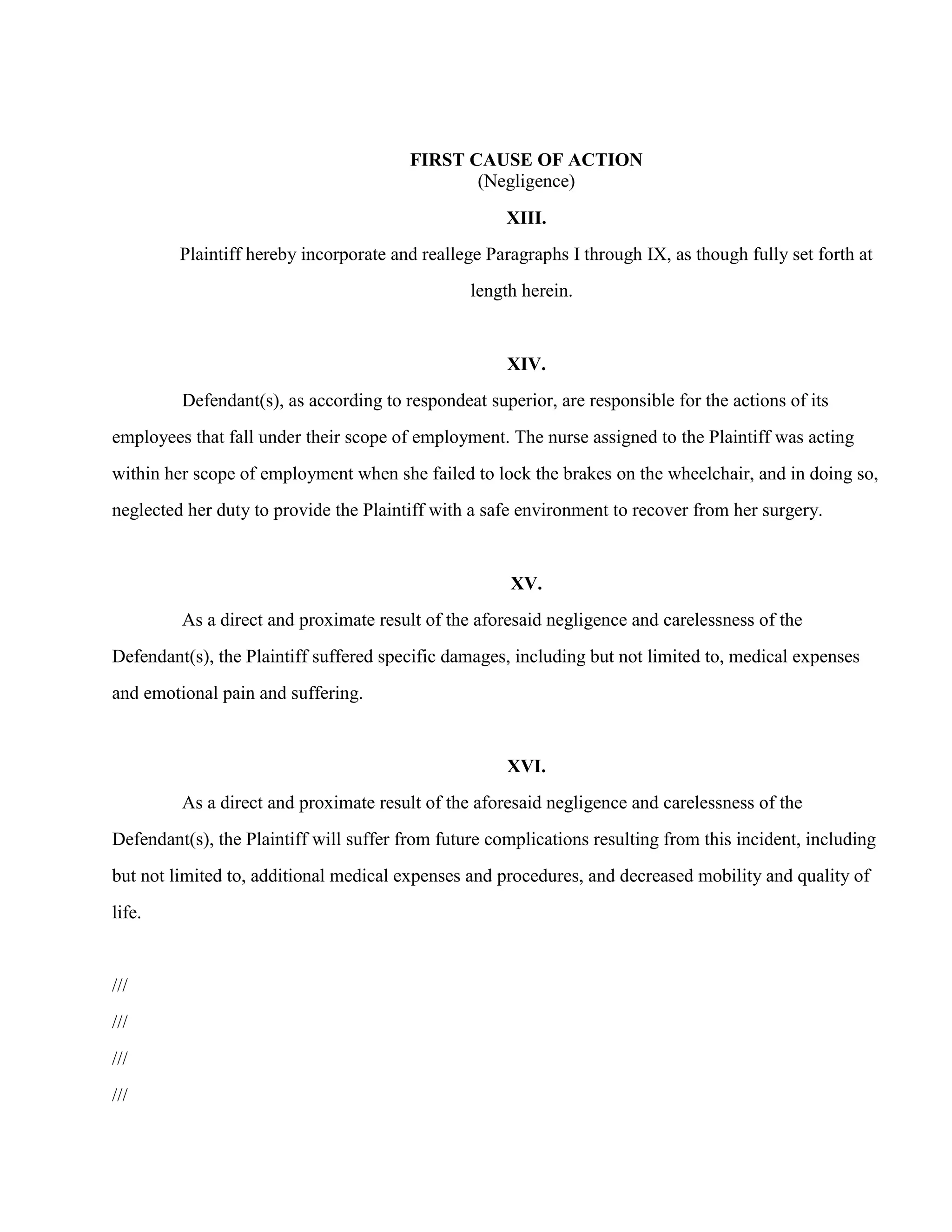 Complaint- WRITING SAMPLE | PDF | Death, Injury, or Military Conflict ...
