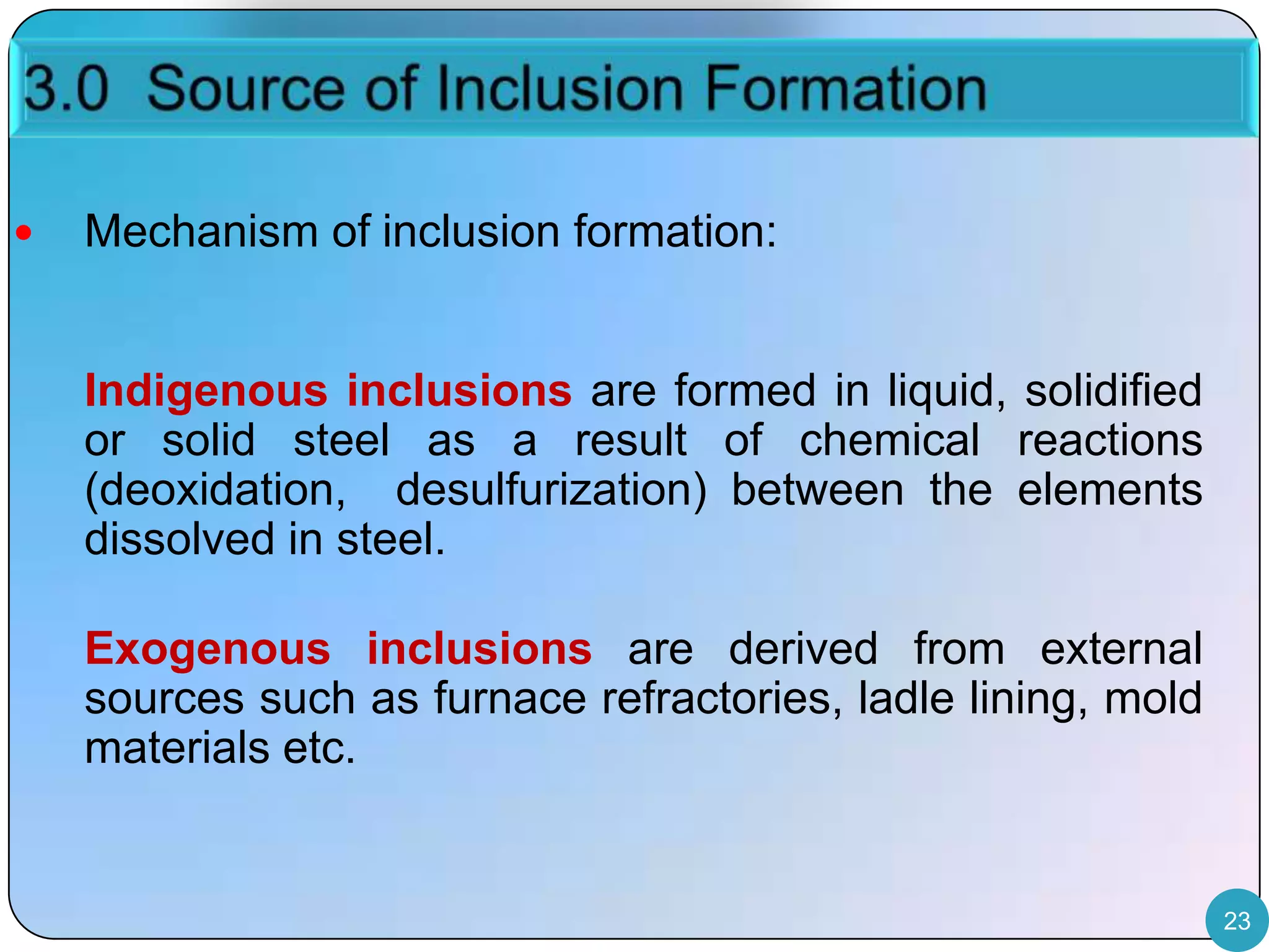 Inclusion control for clean steel | PPTX