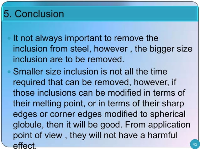 Inclusion control for clean steel | PPTX
