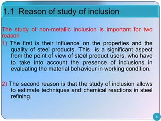 Inclusion control for clean steel | PPTX