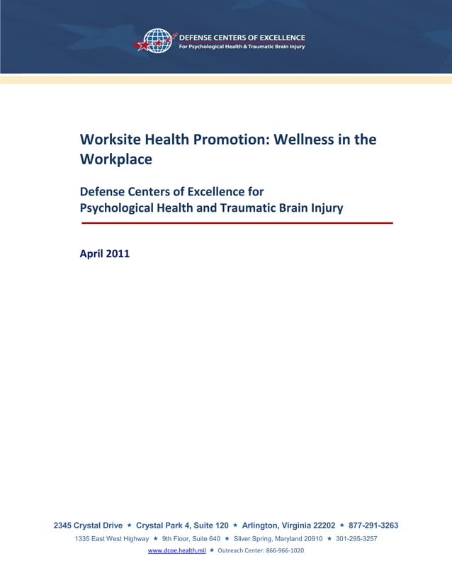 Worksite Health Promotion Wellness in the Workplace[1] | PDF
