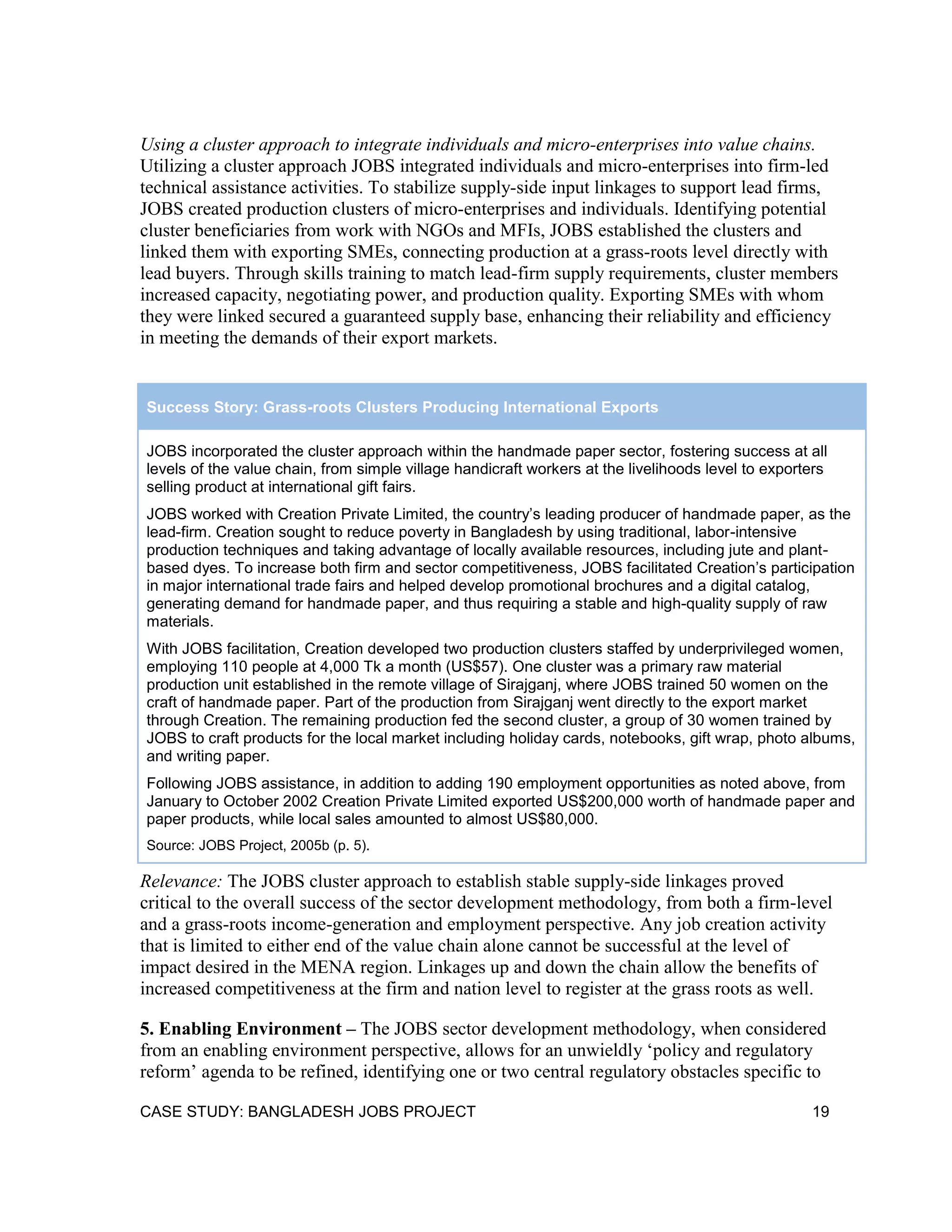 Case Study - Bangladesh JOBS project | PDF