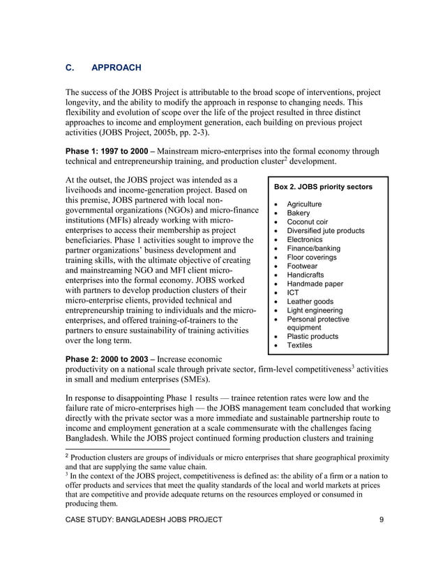 Case Study - Bangladesh JOBS project | PDF