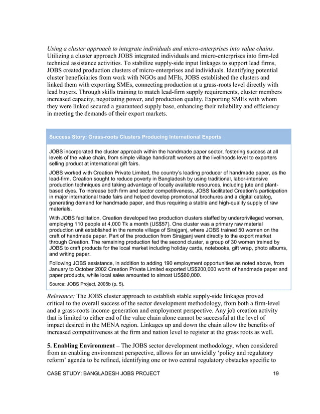 Case Study - Bangladesh JOBS project | PDF