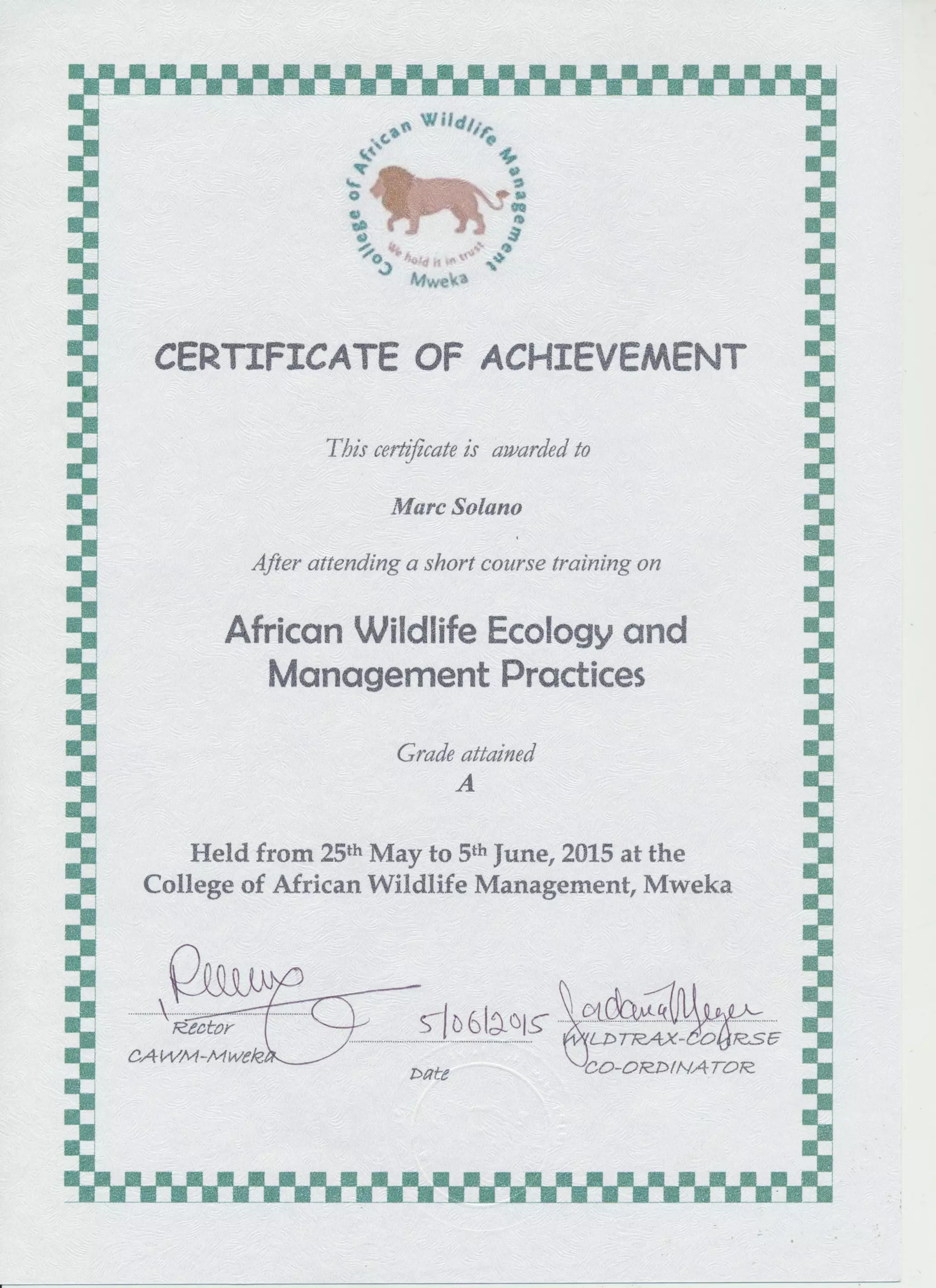 Certificate_Mweka | PDF