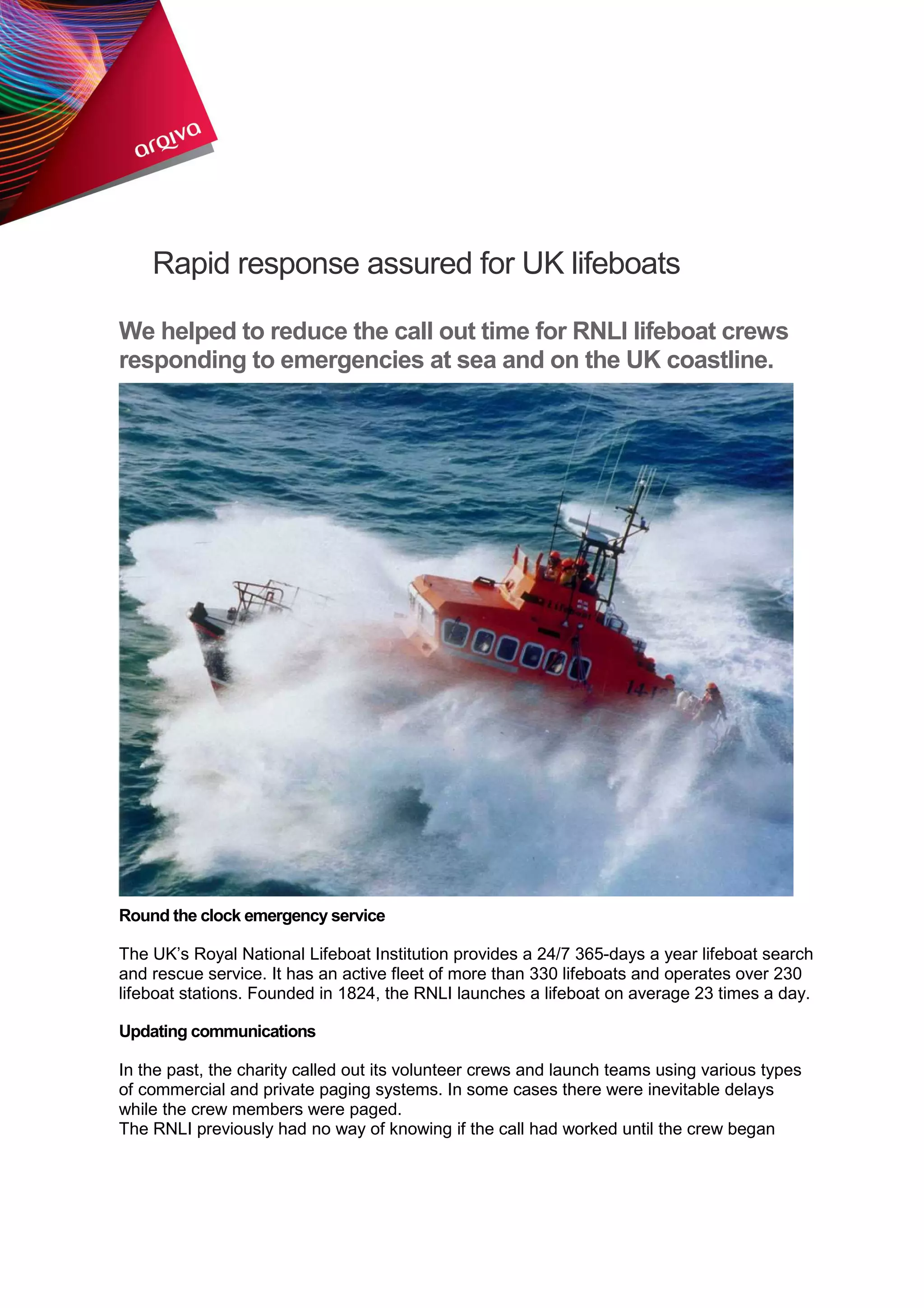 Arqiva RNLI Case Study | PDF | Technology & Computing