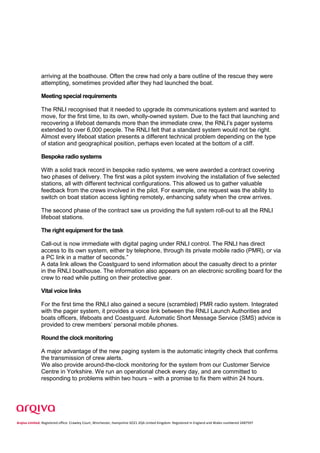 Arqiva RNLI Case Study | PDF | Technology & Computing
