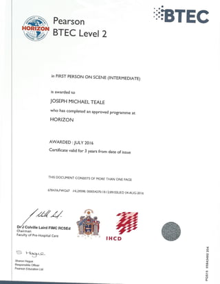 Joseph-Teale - FPOS Certificate | PDF