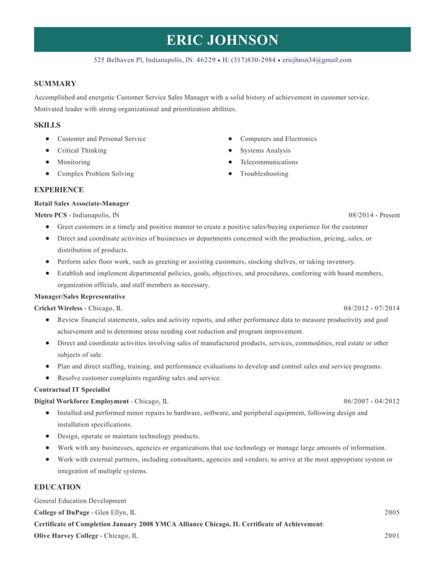 Eric Resume 1 | PDF
