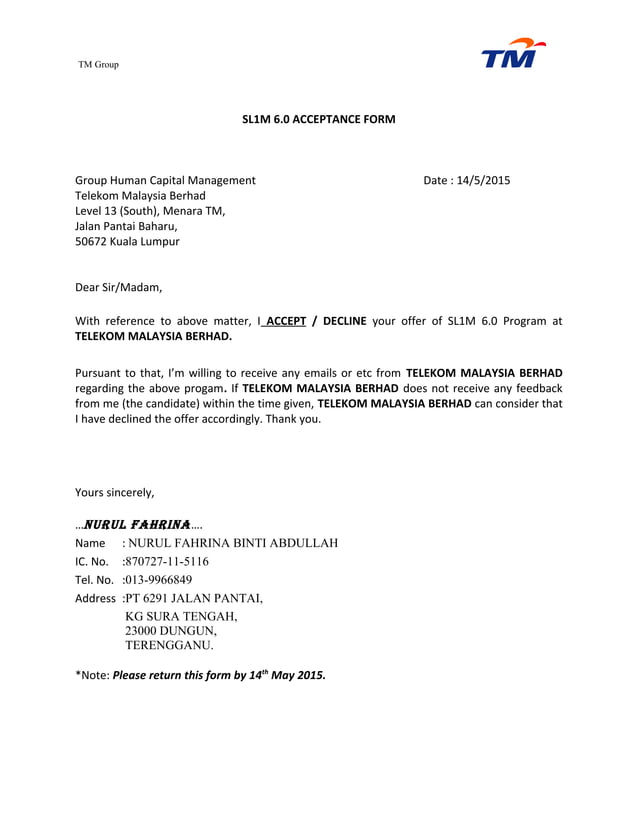 01 acceptance form sl1 m 6 0 (1) | DOC