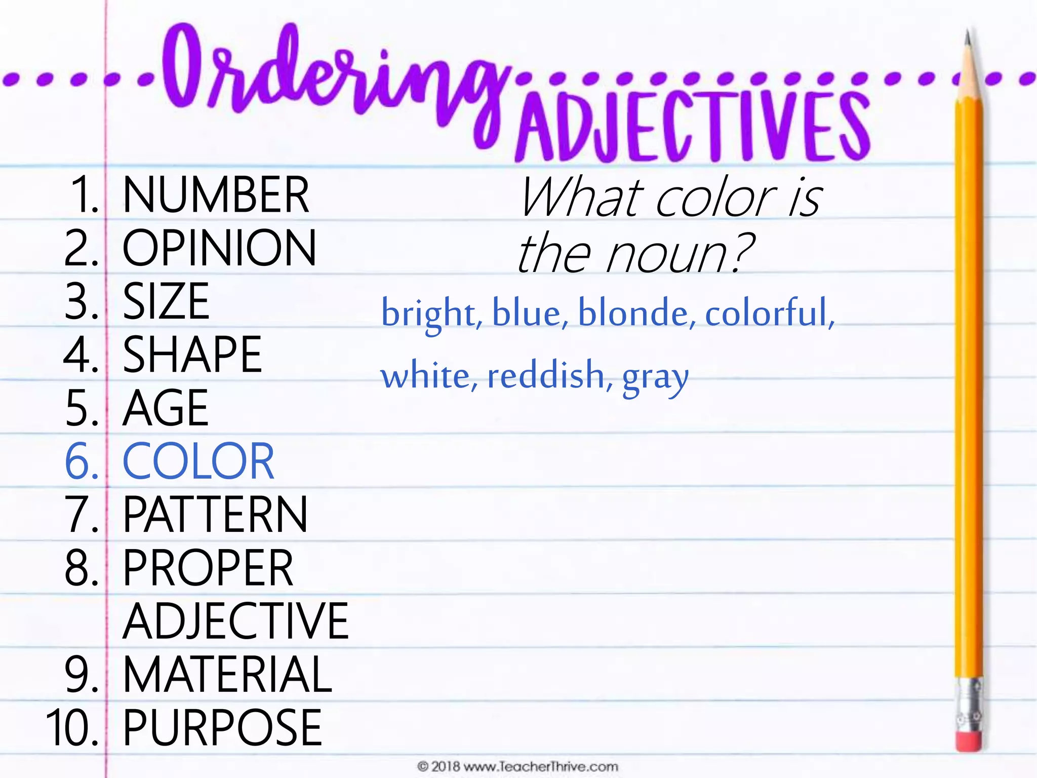 ADJECTIVE ORDER | PPTX
