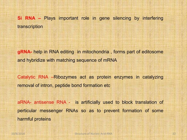 structure types and function of RNA | PPTX