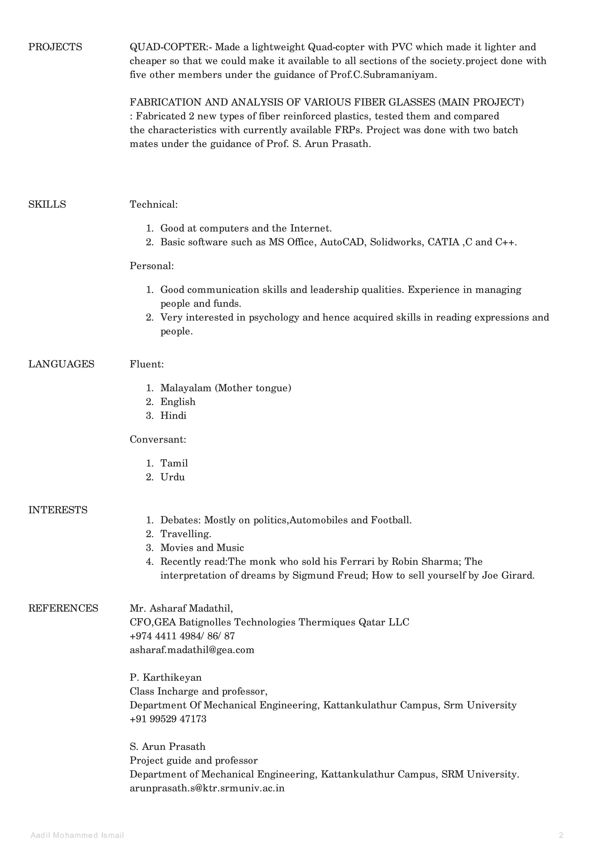 mechanical engineer CV | PDF