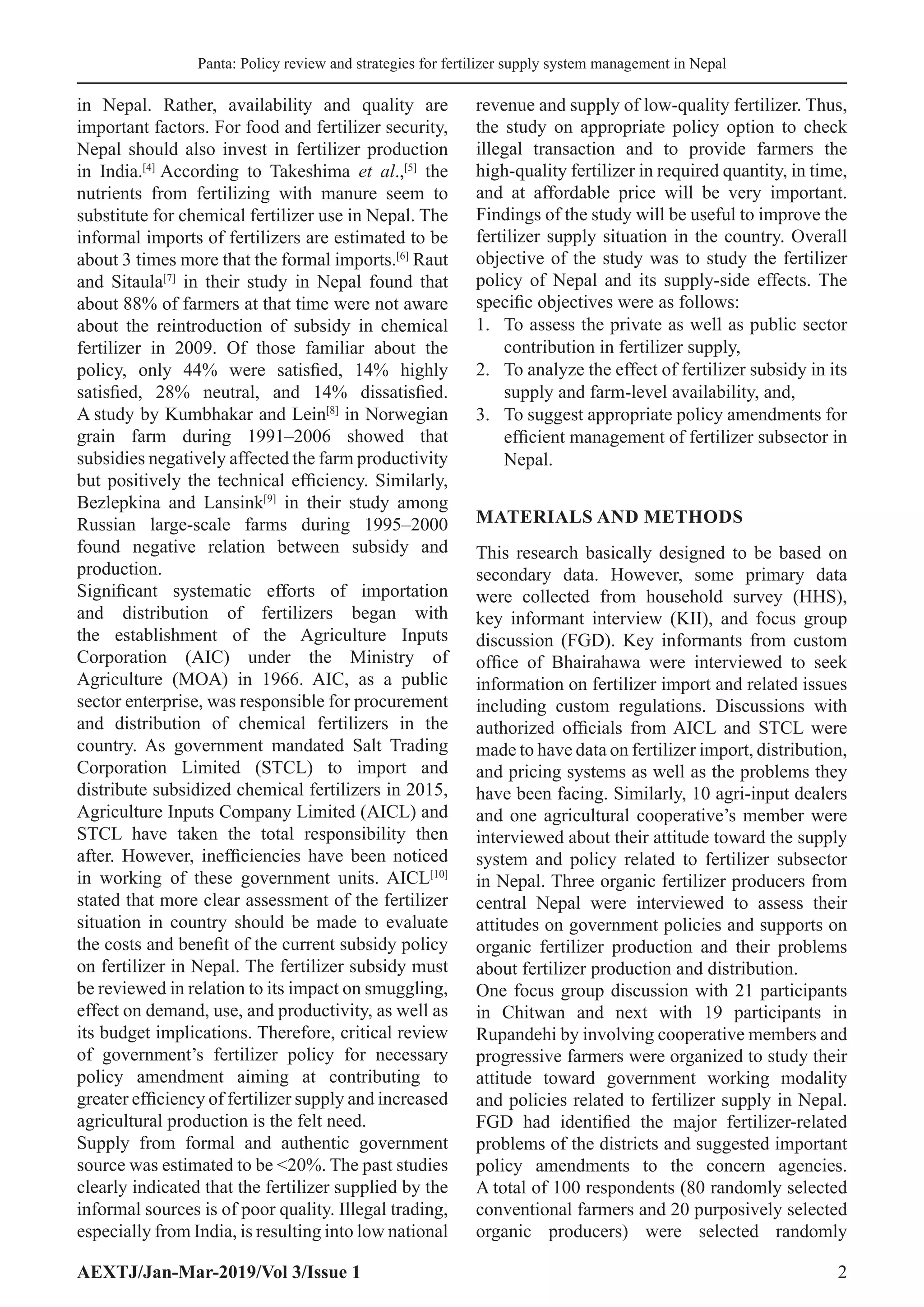 Policy Review and Strategies for Fertilizer Supply System Management in ...