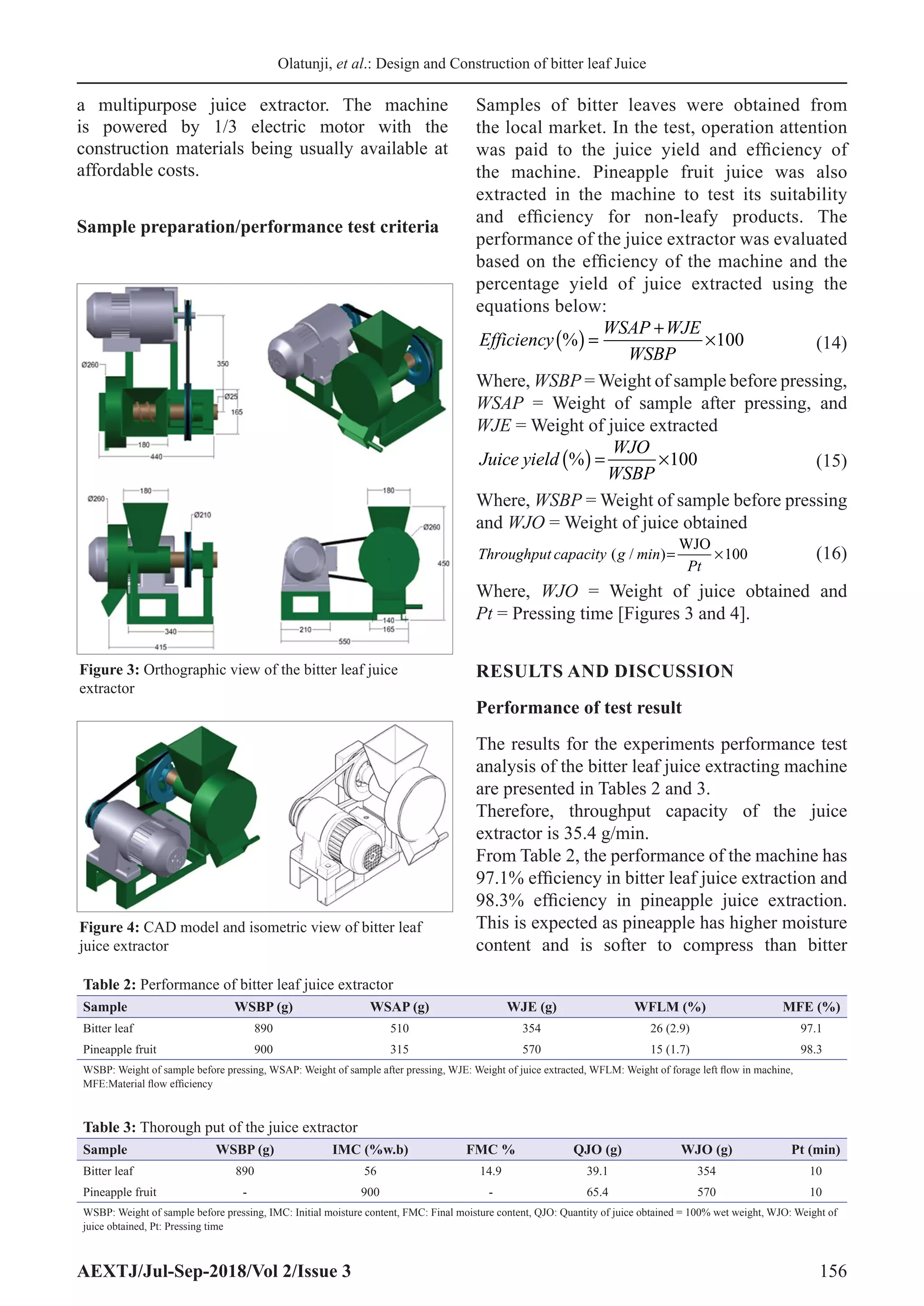 Design and Construction of a Small-scale Motorized Bitter Leaf Juice ...