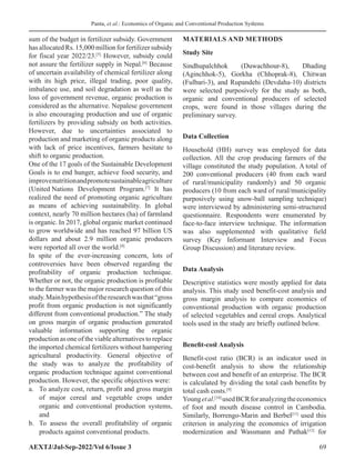 Economics of Cereal and Vegetable Crops under Organic and Conventional Production Systems in ...