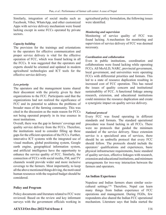 Performance of Farmer Call Center: A Case of Nepal | PDF | Agriculture ...