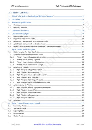 Agile Project Management Principles and Methodologies - Study Notes | PDF