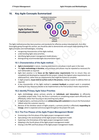 Agile Project Management Principles and Methodologies - Study Notes | PDF