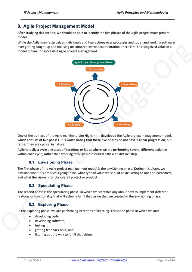 Agile Project Management Principles and Methodologies - Study Notes | PDF