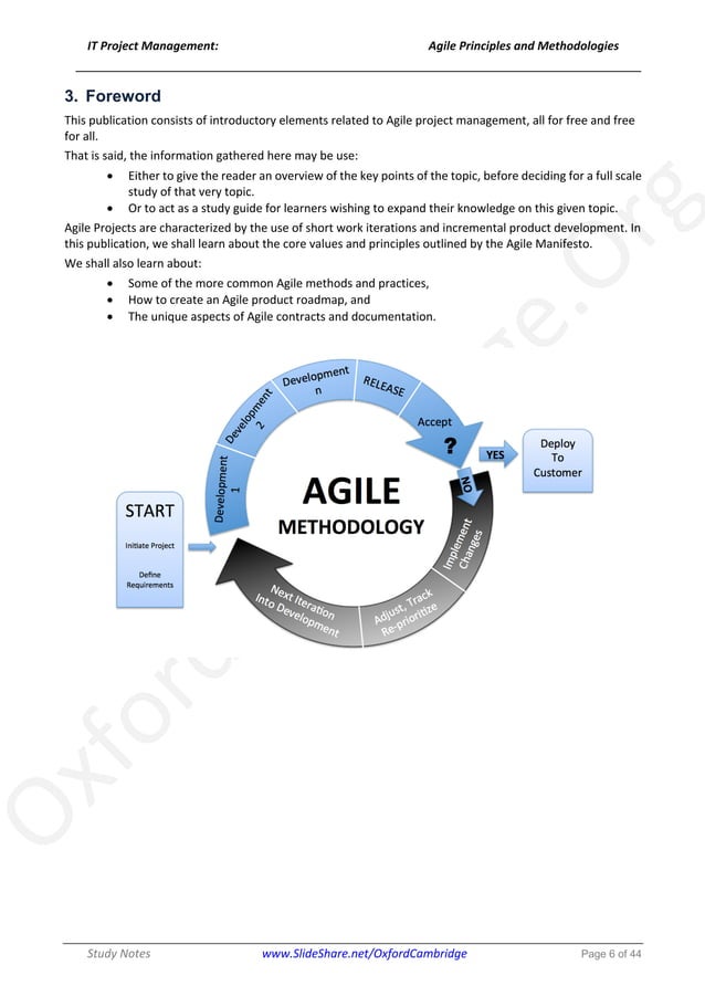 Agile Project Management Principles and Methodologies - Study Notes | PDF