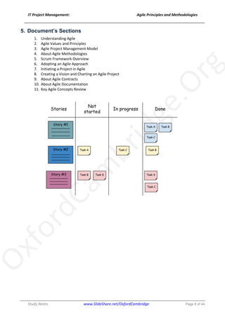 Agile Project Management Principles and Methodologies - Study Notes | PDF