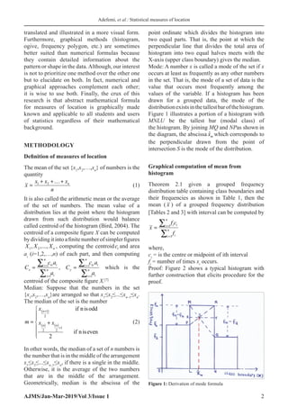 Statistical Measures of Location: Mathematical Formulas versus ...