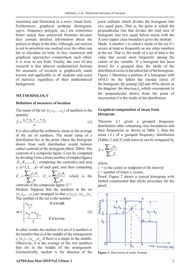 Statistical Measures of Location: Mathematical Formulas versus ...