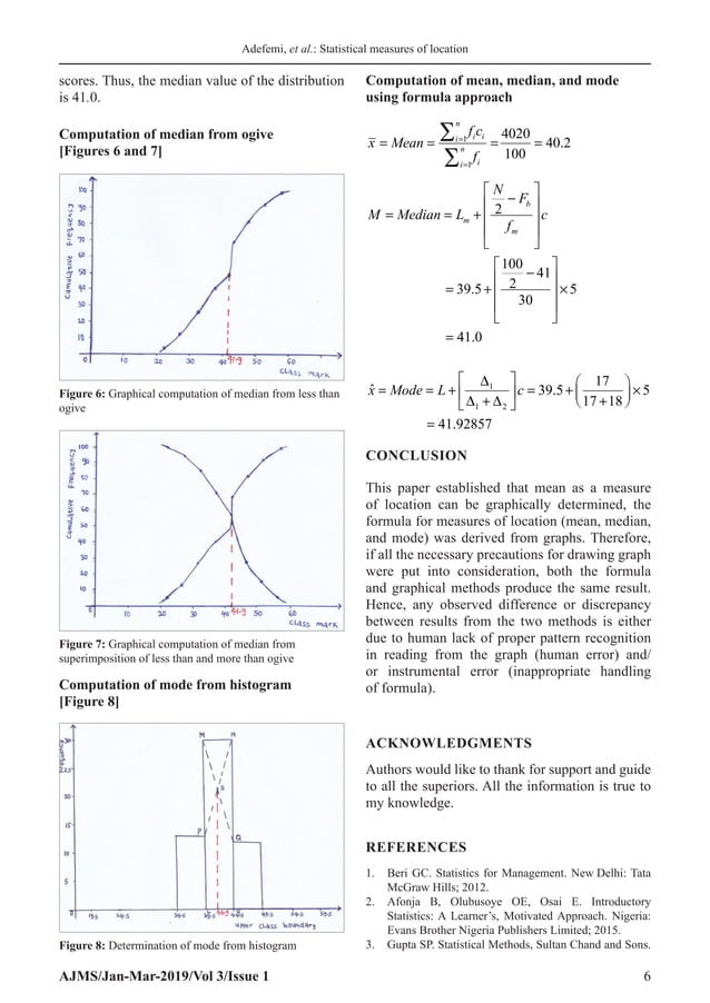 Statistical Measures of Location: Mathematical Formulas versus ...
