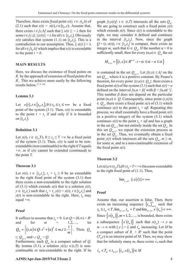 On the Fixed Point Extension Results in the Differential Systems of Ordinary Differential ...