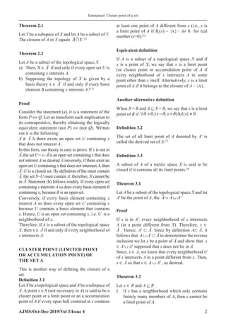 On Review of the Cluster Point of a Set in a Topological Space | PDF | Physics | Science
