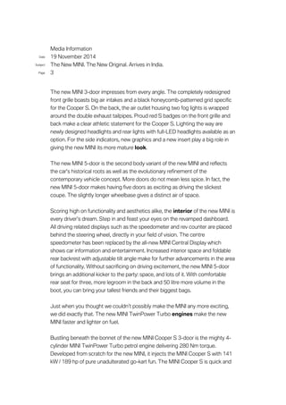 BMW India new MINI launch Press Release | PDF