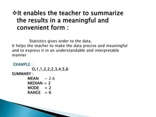 Application of Statistics in Education and Research | PPTX