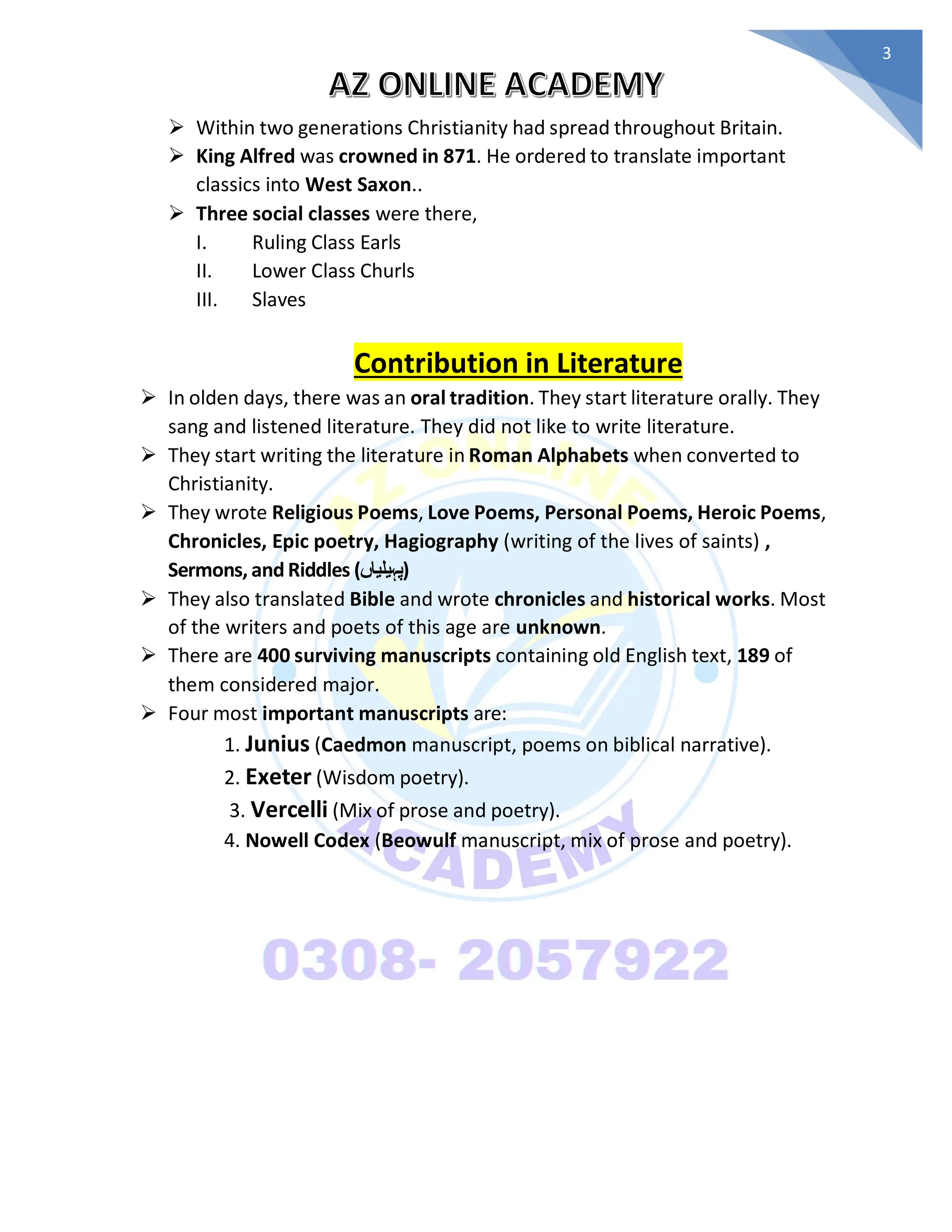 01 Anglo Saxon period. History of English Literaturepdf | PDF