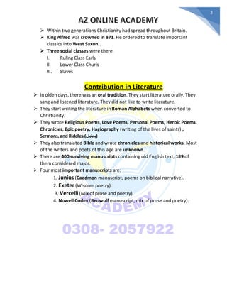 01 Anglo Saxon period. History of English Literaturepdf | PDF