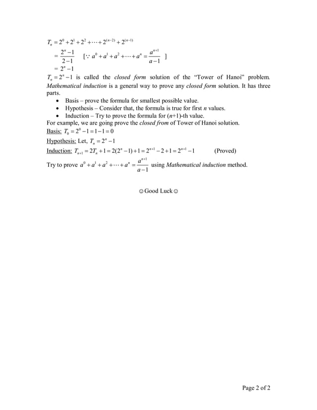 Recurrent problems: TOH, Pizza Cutting and Josephus Problems | PDF