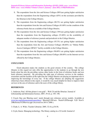 01 a study on the reference service in college libraries | PDF