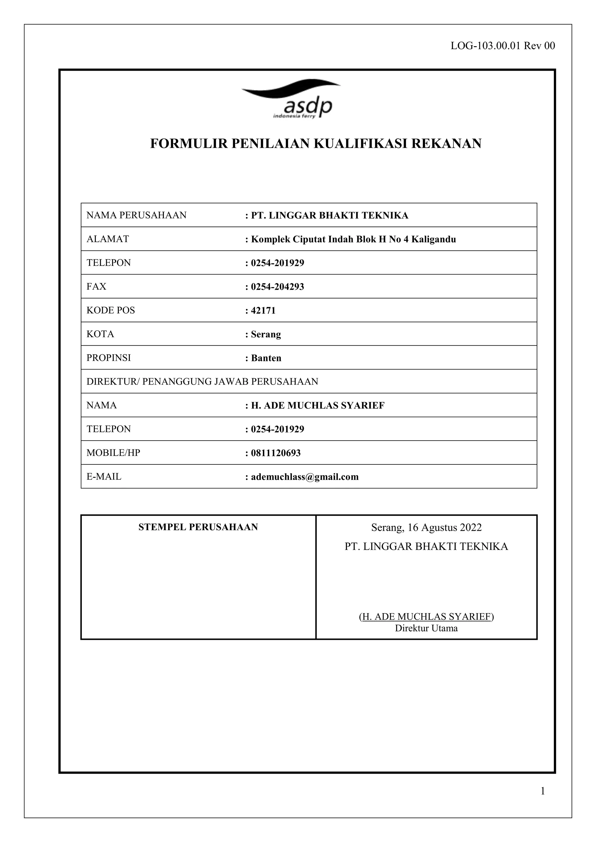01b.Formulir Penilaian Kualifikasi Rekanan PT.ASDP Indonesia Ferry ...