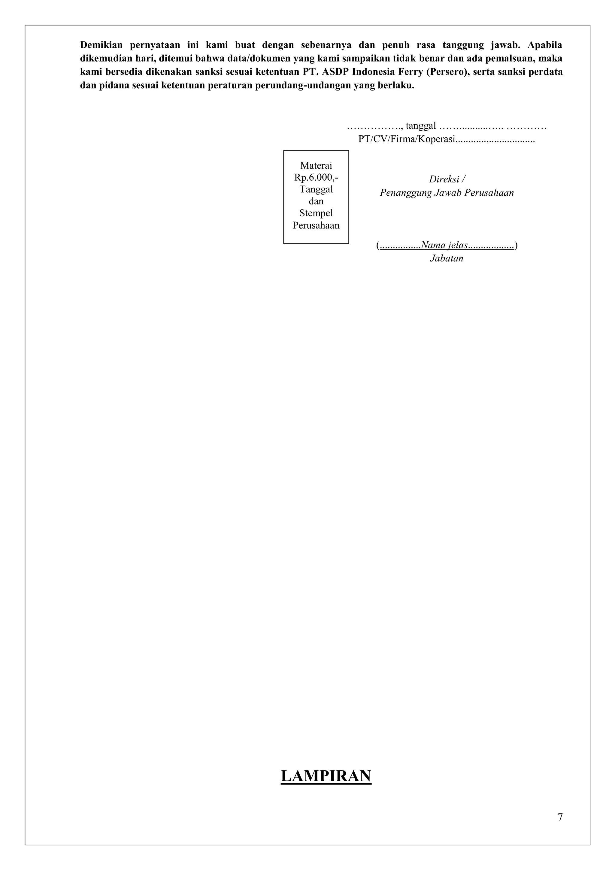 01b.Formulir Penilaian Kualifikasi Rekanan PT.ASDP Indonesia Ferry ...