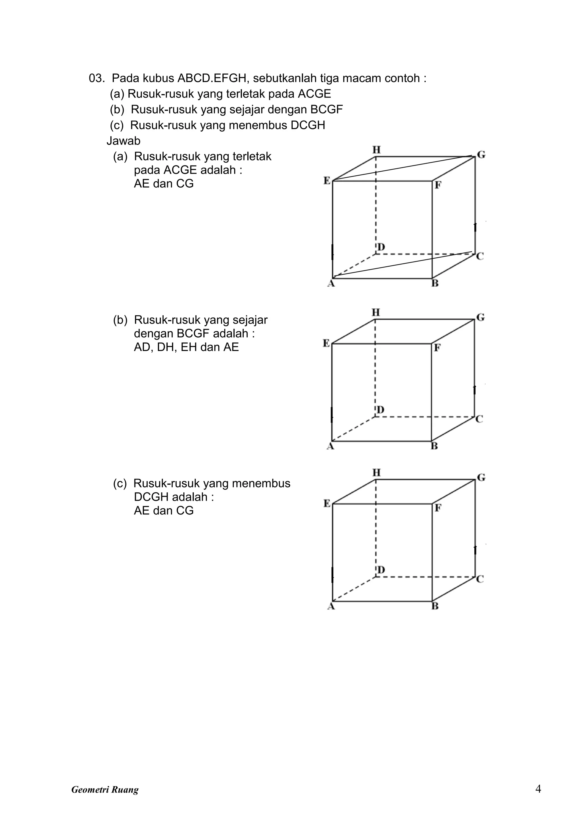 kedudukan titik, garis dan bidang dalam ruang | PDF